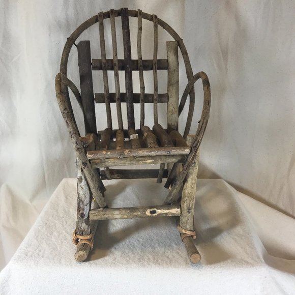 Vintage | Accents | Vintage Primitive Twig Rocker Doll Chair Grapevine ...